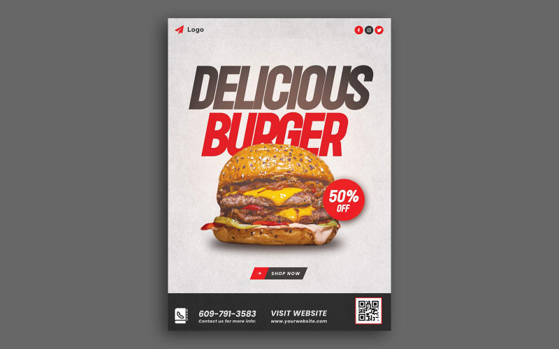 Fast Food Restoran Broşür Şablonu #387727 - TemplateMonster