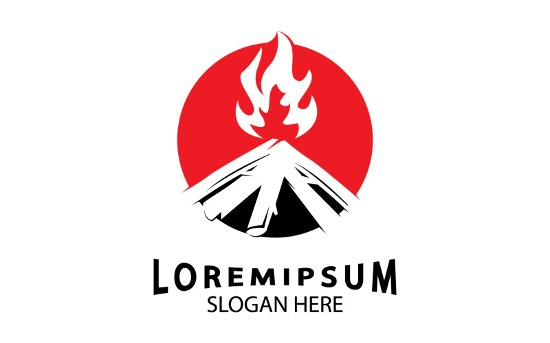 Camp fire icon. Bonfire burning on firewood sign. Vector v11