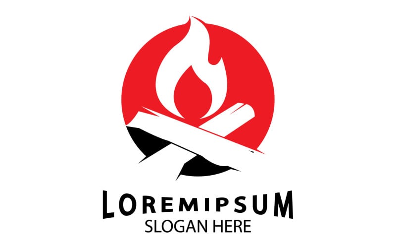 Camp fire icon. Bonfire burning on firewood sign. Vector v4