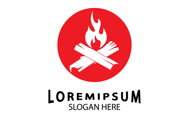 Camp fire icon. Bonfire burning on firewood sign. Vector v6