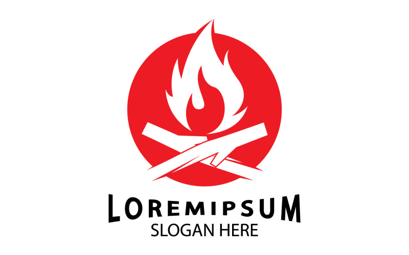 Camp fire icon. Bonfire burning on firewood sign. Vector v7