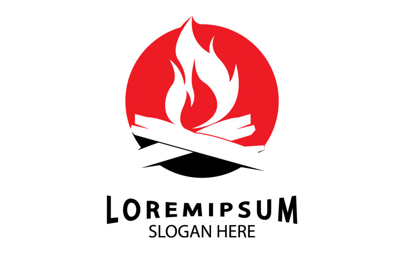 Camp fire icon. Bonfire burning on firewood sign. Vector v9