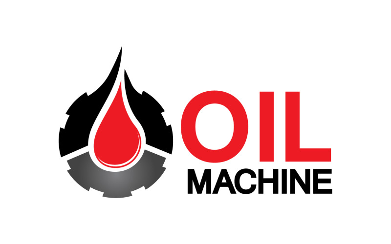 Design symbolu loga Oil Gear Machine, logo kapky oleje s vektorovou ...