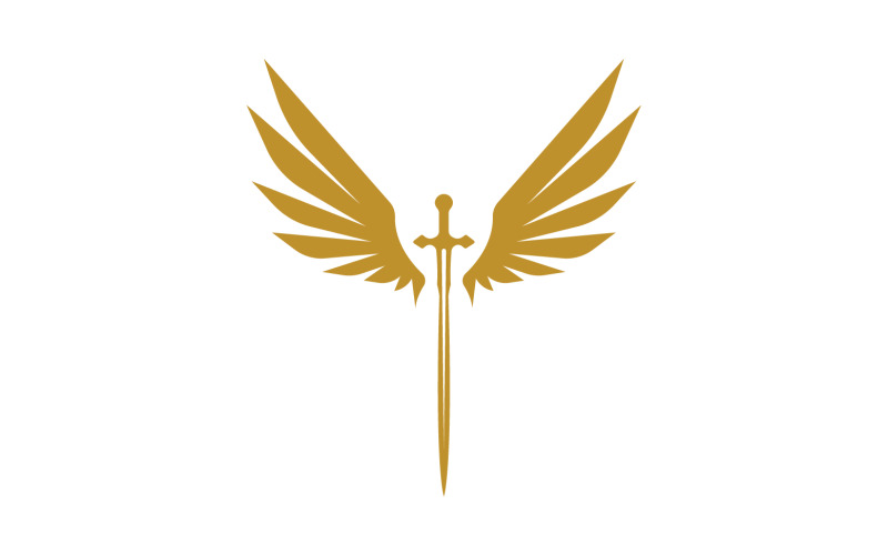 Sword with Wings. Golden Sword Symbol v10 - TemplateMonster