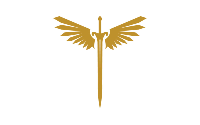 Sword with Wings. Golden Sword Symbol v13 - TemplateMonster