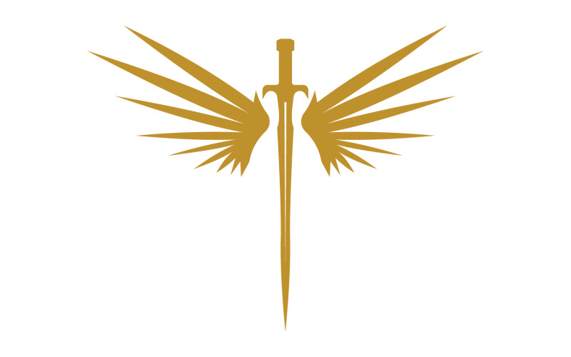 Sword with Wings. Golden Sword Symbol v16 - TemplateMonster