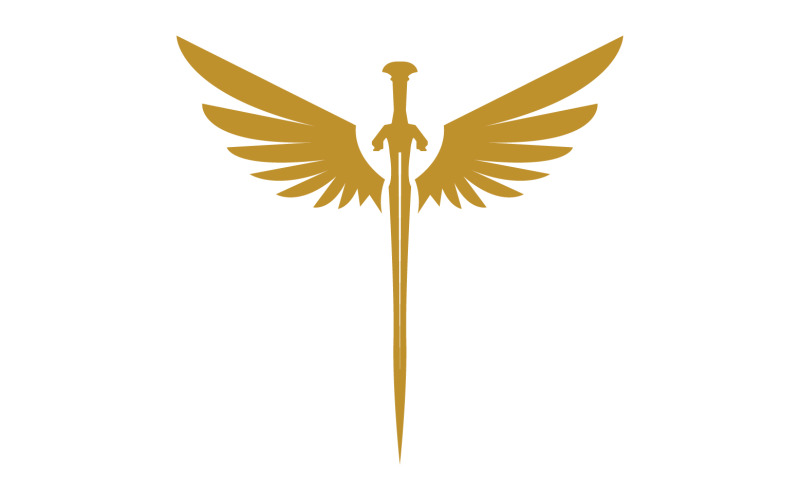 Sword with Wings. Golden Sword Symbol v21 - TemplateMonster