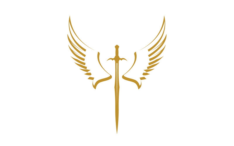 Sword with Wings. Golden Sword Symbol v30 - TemplateMonster