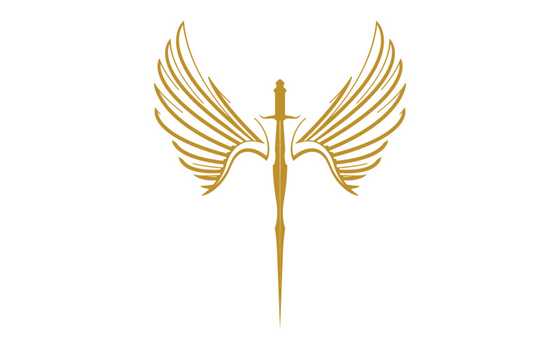 Sword with Wings. Golden Sword Symbol v31 - TemplateMonster