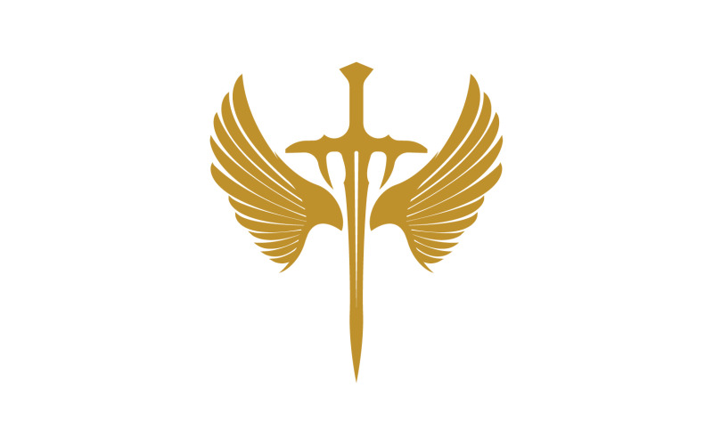 Sword with Wings. Golden Sword Symbol v5 - TemplateMonster
