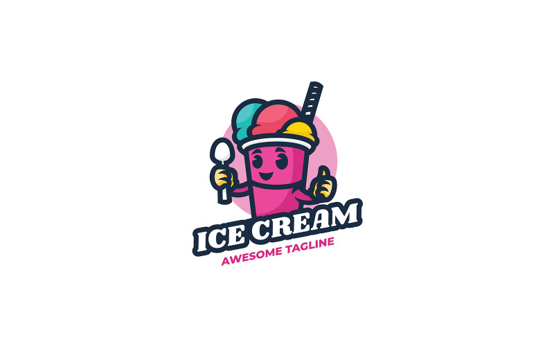 Ice Cream Mascot Cartoon Logo 1 #388487 - TemplateMonster