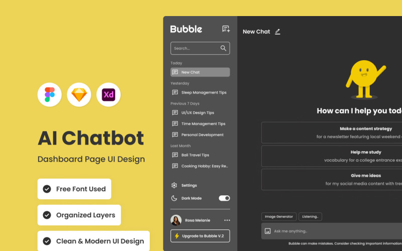 Bubble - Tableau de bord AI Chatbot V1 - TemplateMonster