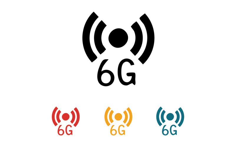 6G signal network tecknology logo vector icon v12