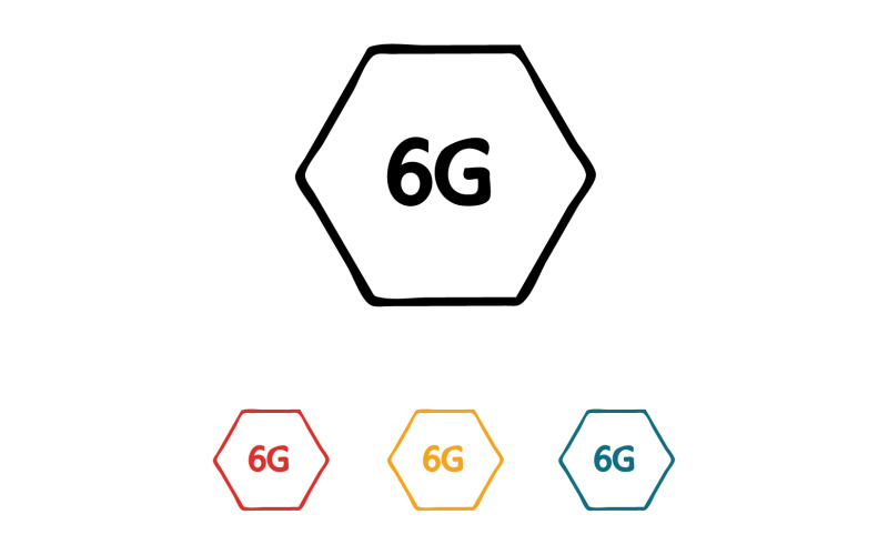 Icône vectorielle du logo de la technologie du réseau de signaux 6G v28