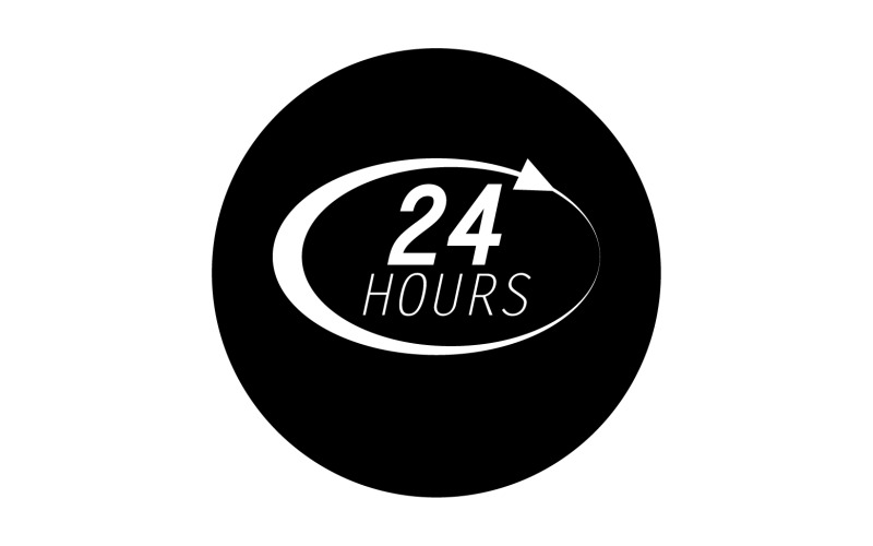 Design del logo con icona dell'ora 24 ore su 24 v70