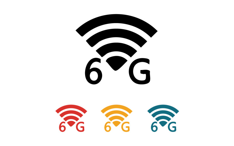 Icône vectorielle du logo de la technologie du réseau de signaux 6G v57