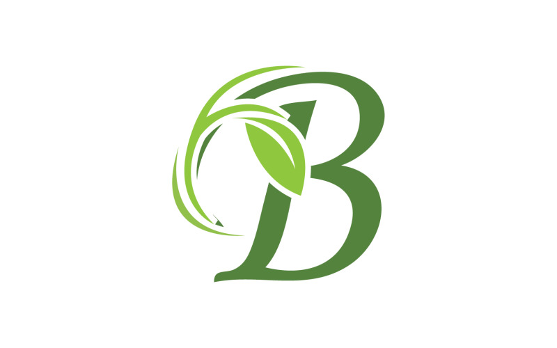 B letter leaf green initial name v22 - TemplateMonster