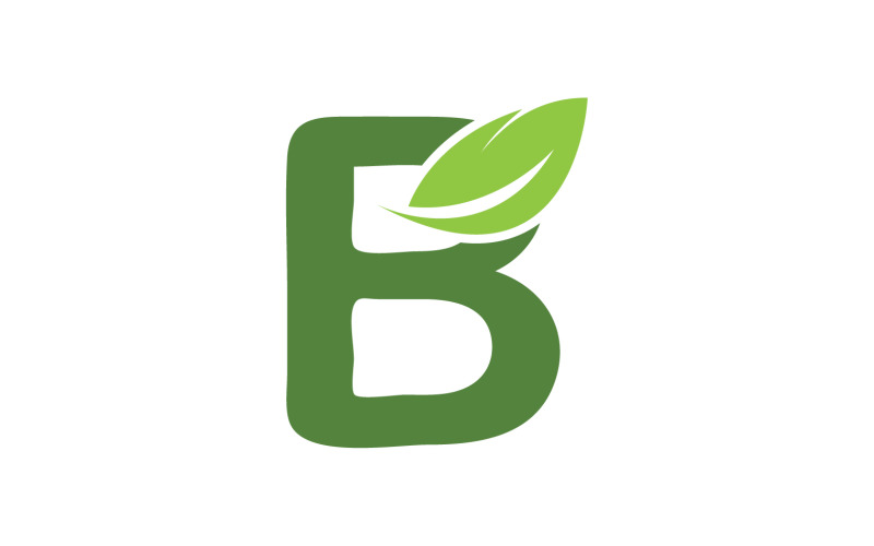B letter leaf green initial name v29 - TemplateMonster
