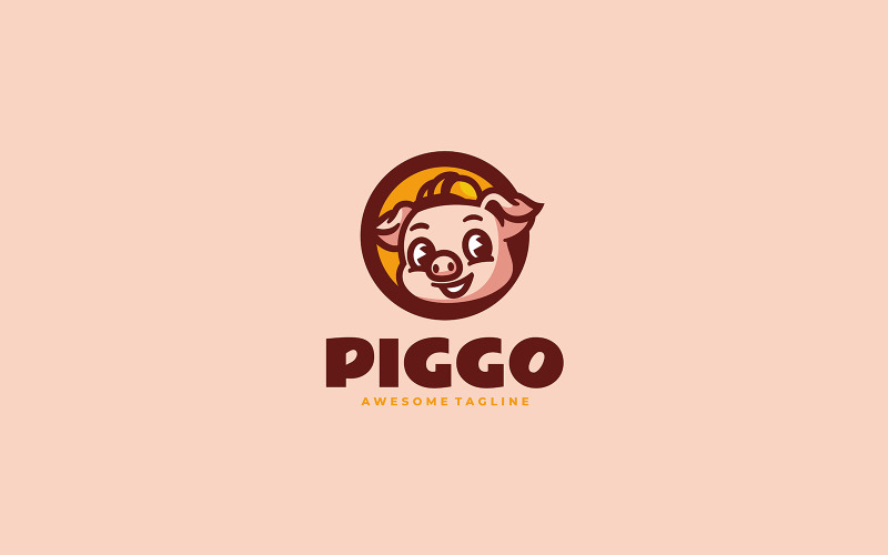 Piggo Mascot Cartoon Logo #390532 - TemplateMonster
