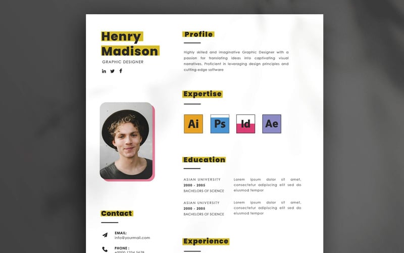 Minimalist Resume / CV Template #293675 - TemplateMonster