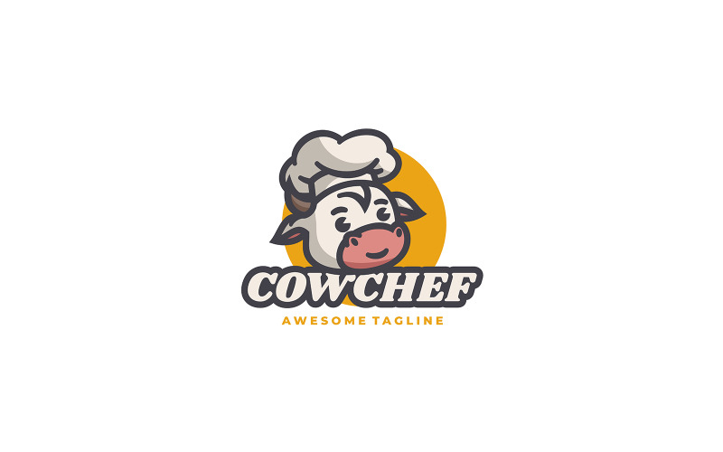 Cow Chef Mascot Cartoon Logo #390927 - TemplateMonster