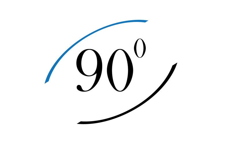 Logo de symbole d'icône de rotation d'angle de 90 degrés v62
