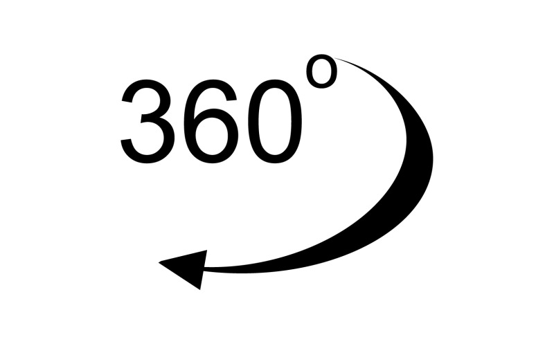 Icône de rotation d'angle de 360 degrés, symbole du logo version v58
