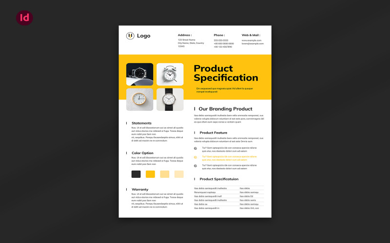 Product Specification Sheet Flyer #392607 - TemplateMonster