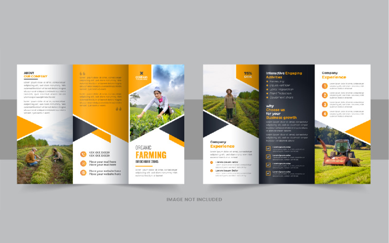 Lawn care trifold brochure or Agro tri fold brochure template design layout