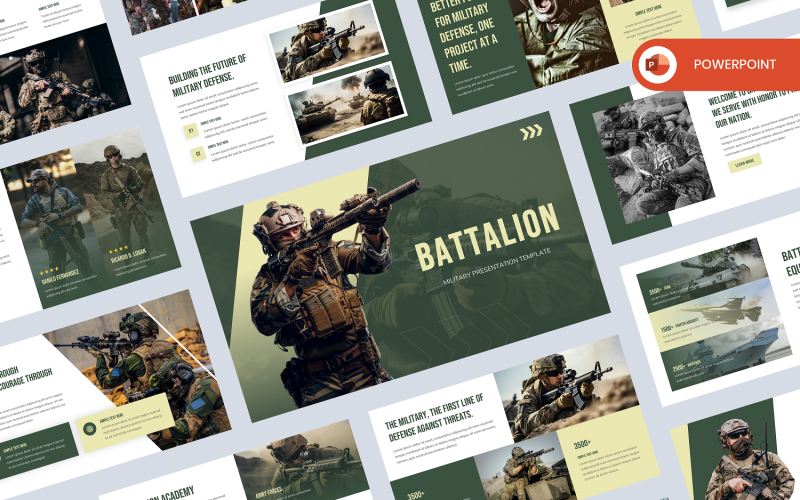 Bataillon - Modèle PowerPoint militaire - TemplateMonster