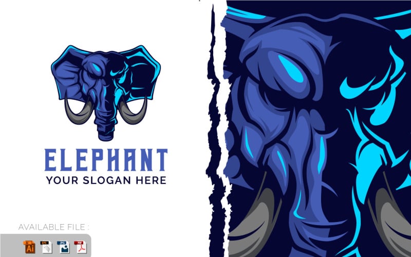 Elephant Head Logo Vector Mascot template - TemplateMonster