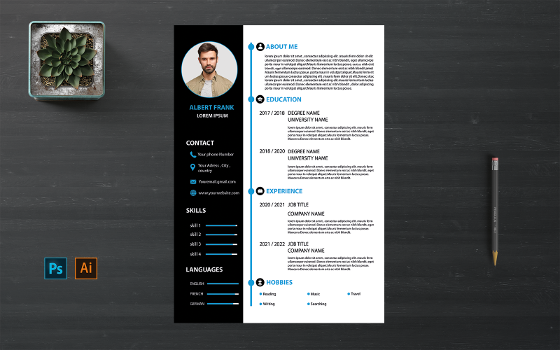 Modern and elegant resume template #392993 - TemplateMonster