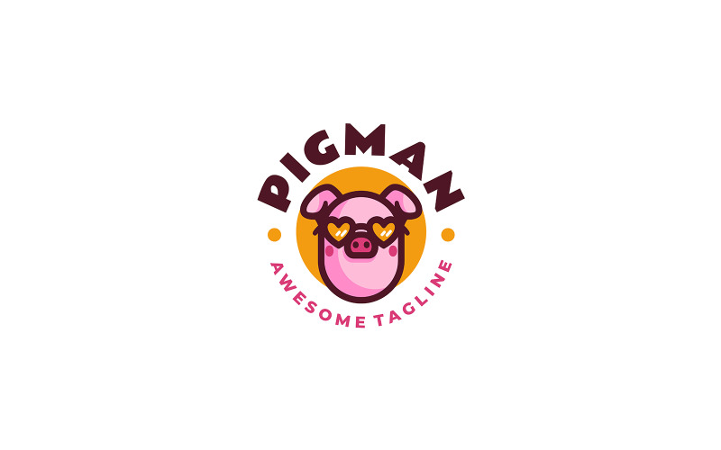 Pig Man Mascot Cartoon Logo 2 #393068 - TemplateMonster