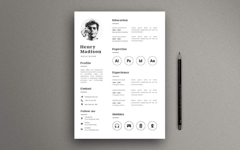 Minimalist Resume / CV Template #293675 - TemplateMonster