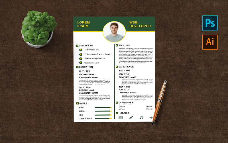 Web developer Creative CV Template #394482 - TemplateMonster