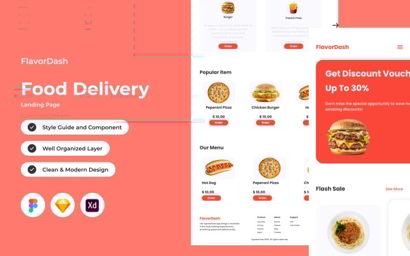FlavorDash - Food Delivery Landing Page V2 - TemplateMonster
