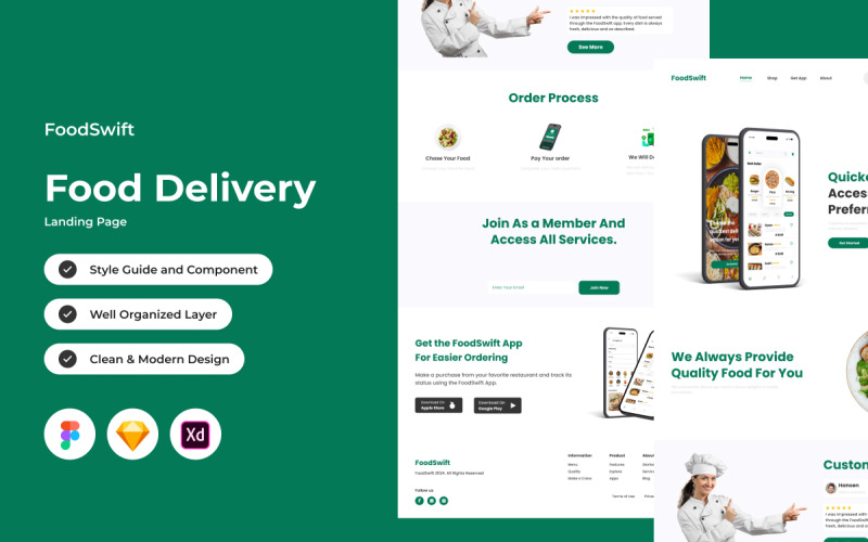 FoodSwift - Food Delivery Landing Page V1 - TemplateMonster
