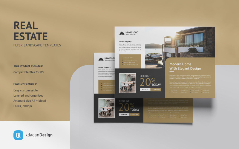 Emlak Broşürü Manzara PSD Tasarım Şablonları Cilt 077