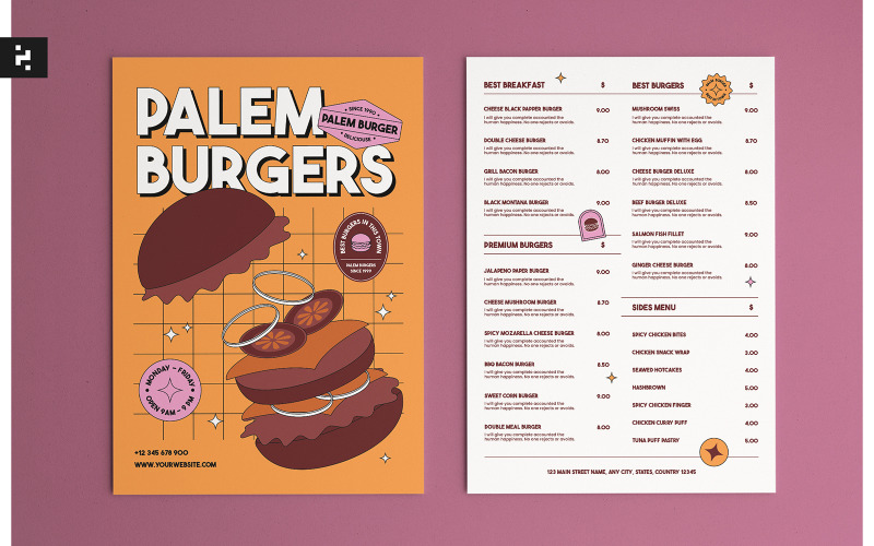 Modello classico per menu di hamburger - TemplateMonster