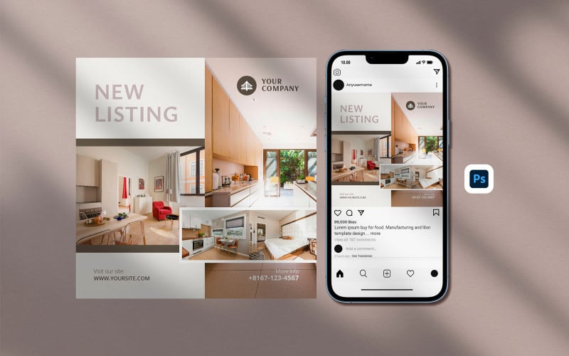 Instagram Photo Post Template - Home social media post template