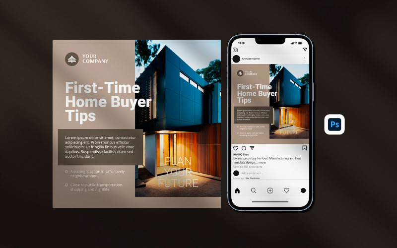 Modern Real Estate Property Instagram Post Template
