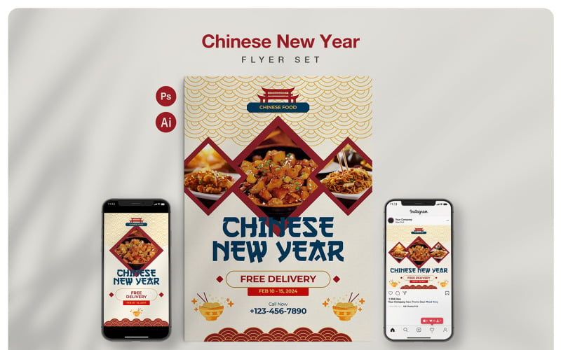 Chinese New Year Flyer Set #395073 - TemplateMonster