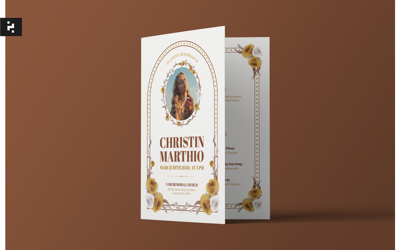 Funeral Program Creative Floral #395101 - TemplateMonster