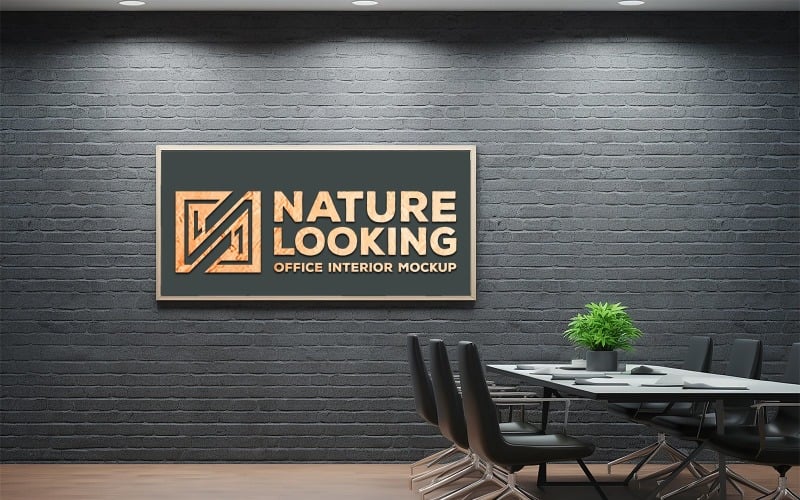 Office board mockup on brick wall | office wall board mockup | brick ...