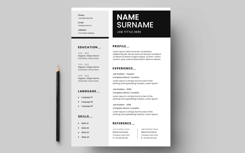 Clean and Professional Resume Layout - TemplateMonster