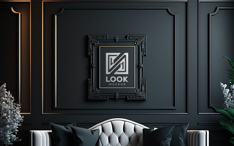 Black Wall Mockup | Black Wall Interior Mockup | Realistic Luxury ...