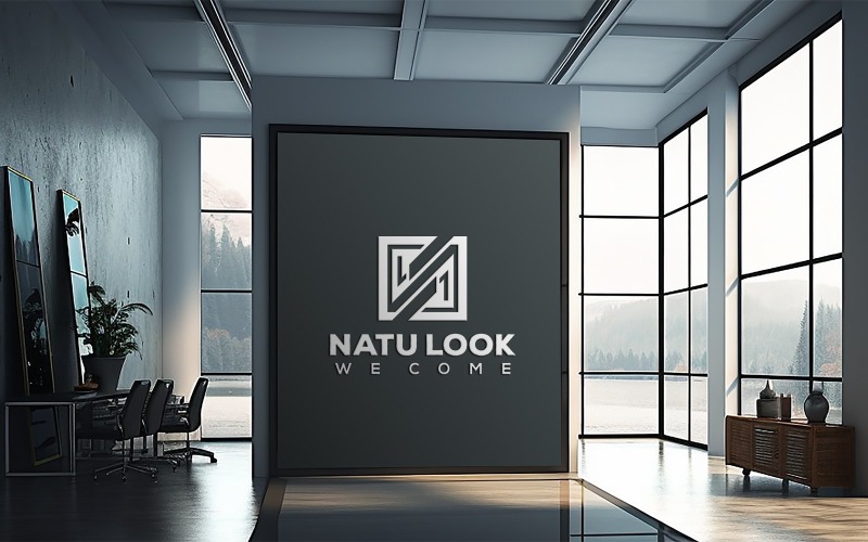 Glass Wall Mockup | Glass board Mockup | Logo Mockup on the Glass wall