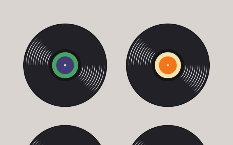 Retro vinyl record with a colorful label - TemplateMonster