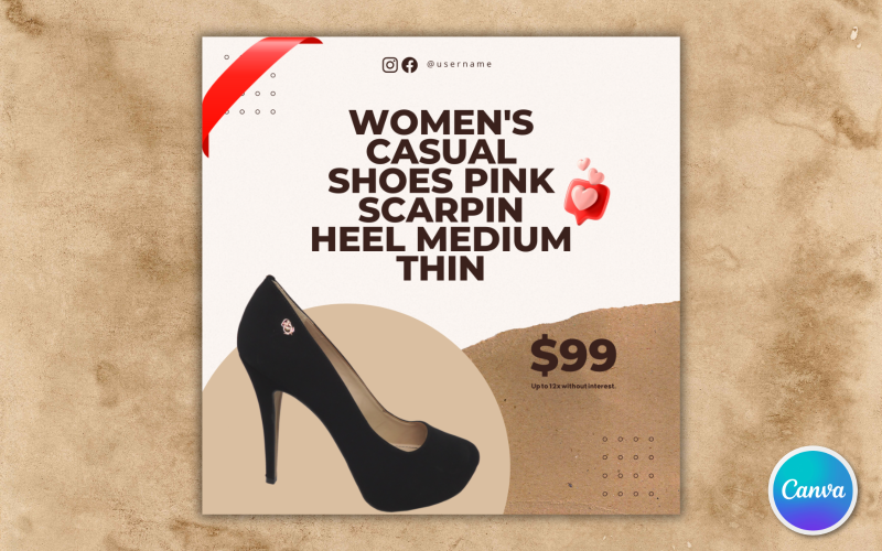 Shoe Sale Social Media Template 07 - Editable in Canva
