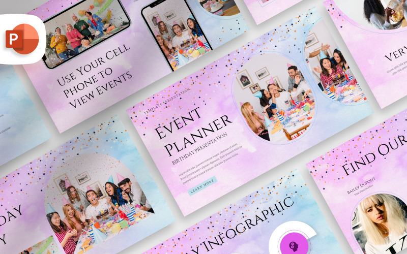 Modelo do PowerPoint - planejador de eventos de aniversário